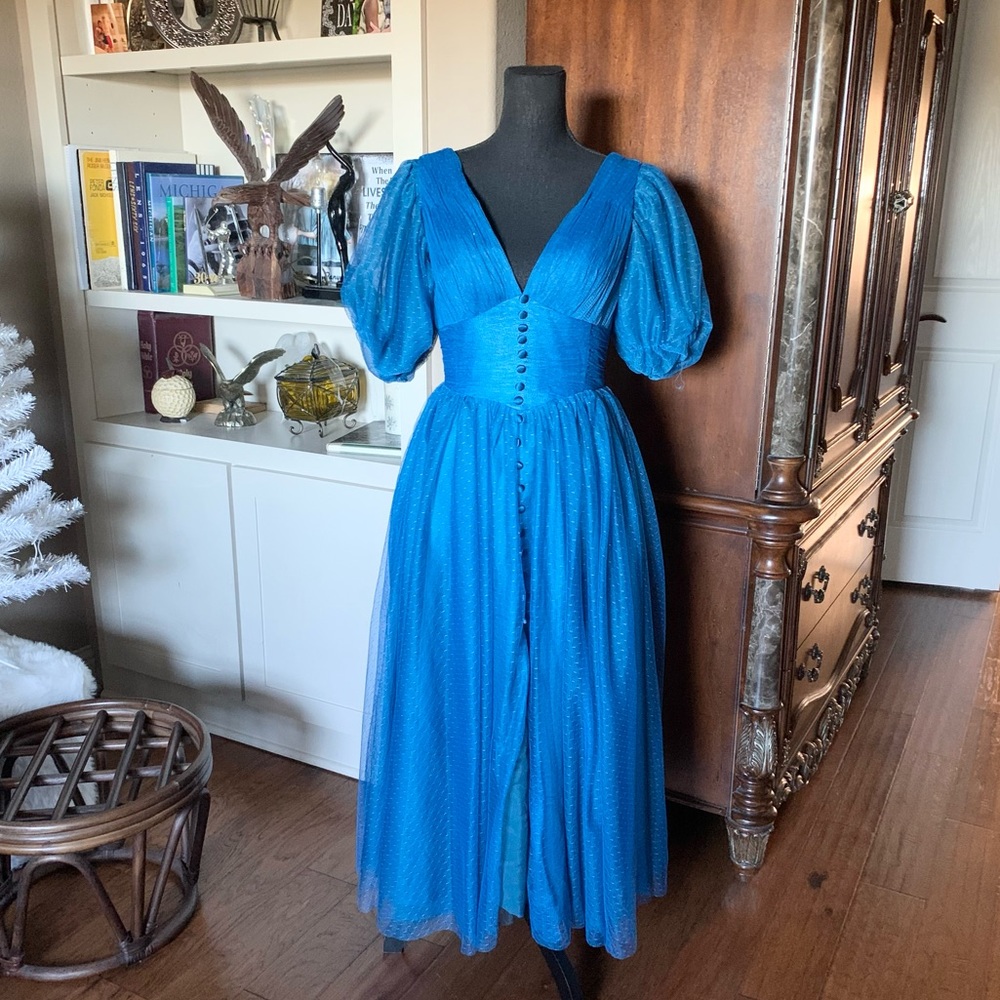 Retro Inspired Blue Tulle Prom Dress - Gem